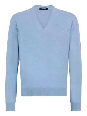 Dsquared2 V-neck Sweater With Embroidery - Blue