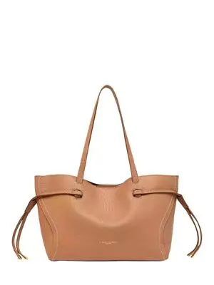 GIANNI CHIARINI Grained Tote Bag With Drawstring Detail - Neutrals