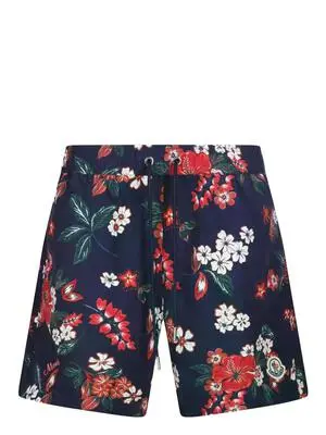 Moncler Floral-print Pocket Swim Shorts - Blue