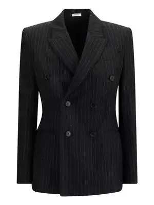 Alexander McQueen Pinstripe Double-breasted Blazer - Black