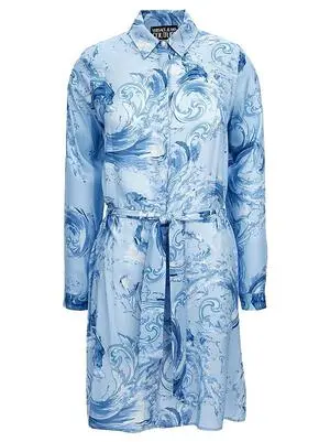 Versace Twill Barocco Shirt Dress - Wave