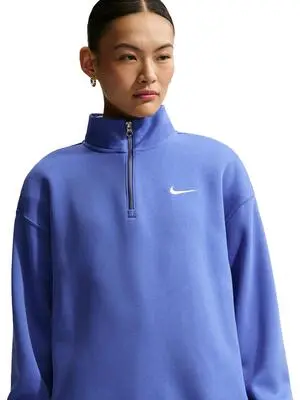 Nike Sportswear Phoenix Fleece Oversized 1/4-Zip Long Sweatshirt Blue