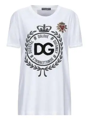 Dolce & Gabbana T-shirt With Rhinestones And Logo - White