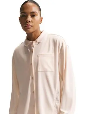 Nike Sportswear Oversized Button-down Jersey Top - White