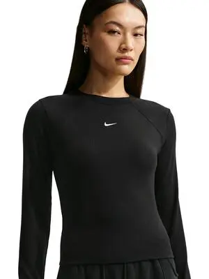 Nike Sportswear Chill Knit Tight Long-sleeve Ribbed Top - Black