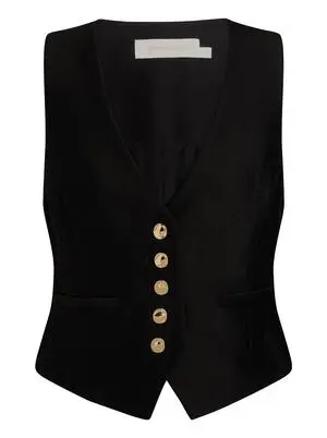 Zimmermann Wool And Silk-blend Vest - Black