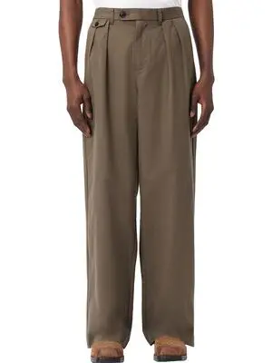 ALLSAINTS Conway Wide Leg Pleated Trousers Brown