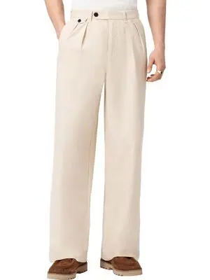 ALLSAINTS Conway Wide Leg Pleated Trousers Sandshell Taupe