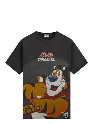 Kith Treats Kellogg’s Frosted Flakes Cereal Tony The Tiger Cereal Box Vintage Tee Shirt - Black