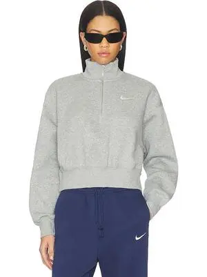 Nike 1/2 Zip Cropped Sweatshirt - Dark Grey Heather & Sail
