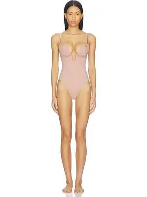FLEUR DU MAL Le Stretch U-plunge Bodysuit - Tan