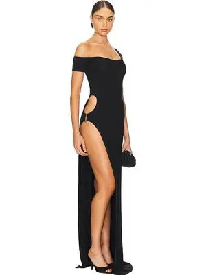 SID NEIGUM Side Cutout Off-shoulder Dress - Black
