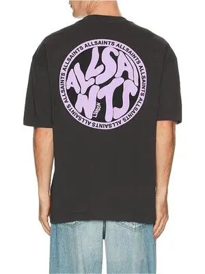 ALLSAINTS Distortion Tee In Black - Washed Black & Purple