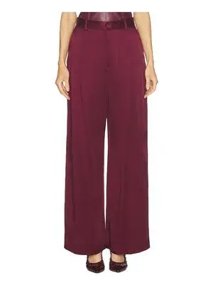 Lapointe Satin Pleated Wide Leg Trousers - Crimson