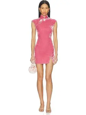 SAU LEE Dawn Velvet Mini Dress - Pink Jade