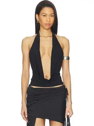 MIMCHIK Nico Cowl Halter Top - Black