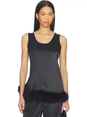 Sleeper Bisou Bisou Feather-trimmed Top - Black