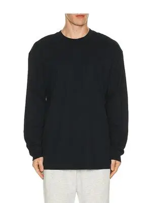 SKIMS Heavyweight Cotton Long Sleeve T-shirt In Black - Obsidian