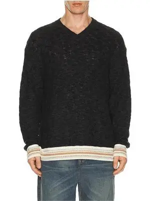 Scotch & Soda V-neck Cable Knit Pullover - Dark Brown