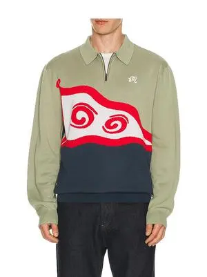 MALBON Burgee Sweater - Seagrass & Navy