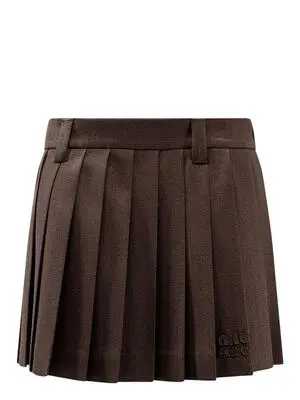 Miu Miu Cover Fabric Pleated Mini Skirt - Brown