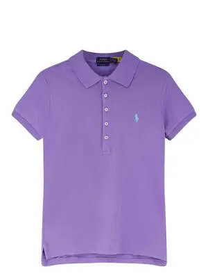 Polo Ralph Lauren Cotton Blend Polo With Embroidered Logo - Purple