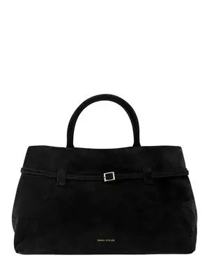 Manu Atelier Le Cambon 35 Suede Handbag - Black
