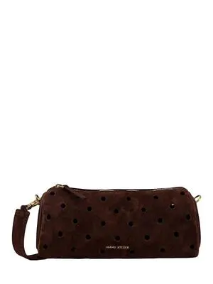 Manu Atelier Mini Cylinder Suede Bag - Brown