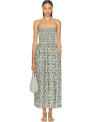 Matteau Shirred Bodice Dress - Vine
