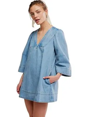 Free People Denim Mini Dress - Celestial Blue