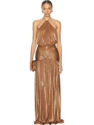 Retrofete Amberley Metallic Dress - Sepia