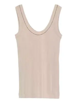Brunello Cucinelli Embellished Ribbed Tank Top - Neutrals