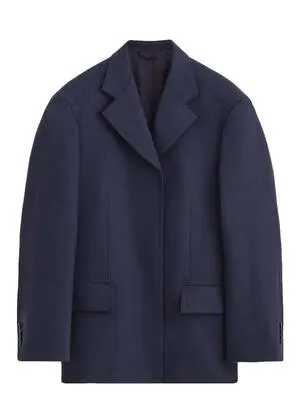 Cos Structured Wool-blend Blazer - Navy