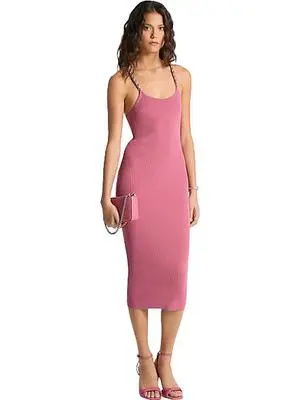 Michael Kors Ribbed Chain-strap Midi Dress - Pink