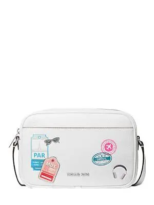 Michael Kors Jet Set Large Embellished Camera Crossbody Bag - White