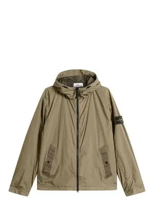 Stone Island Crinkle Reps Hooded Jacket - Military Green