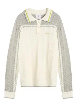 Casablanca Tennis Boucle Long Sleeve Polo Shirt - White