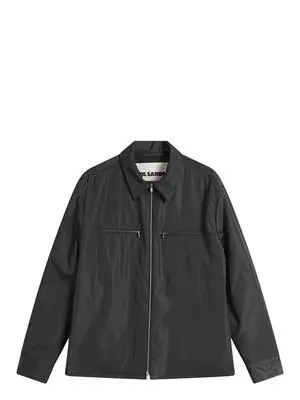 JIL SANDER Nylon Zip Up Shirt Jacket - Black