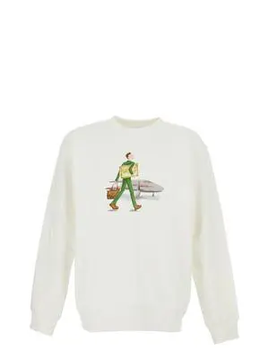 Drole De Monsieur Crewneck Relaxed Fit Sweatshirt - White