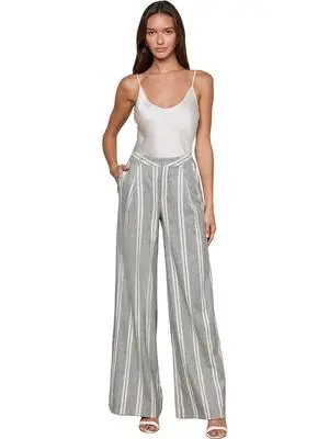 L'Agence Allanah Striped Wool-blend Trousers - Grey/ivory Stripe