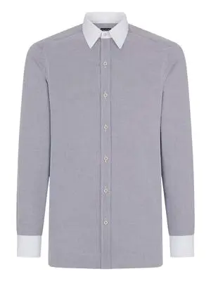 TOM FORD Cotton Check Slim Shirt - White