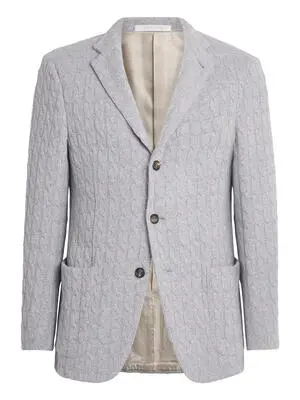 Eleventy Wool-cashmere Braided Blazer - Grey