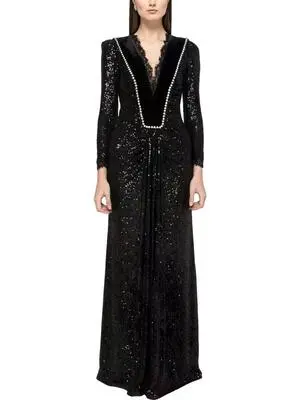 NISSA Sequin-embellished Maxi Dress - Black