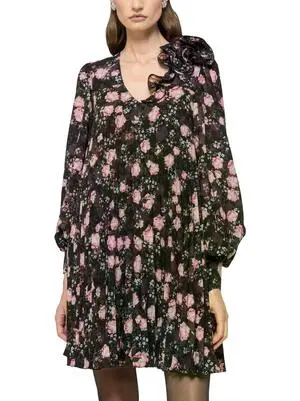 NISSA Floral-print Mini Dress - Black