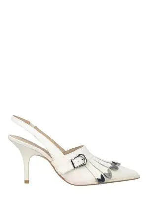 Pinko Slingback Pumps With Fringe Detailing - White