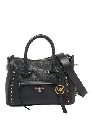 Michael Kors Leather Tote Bag With Logo Plaque - Black