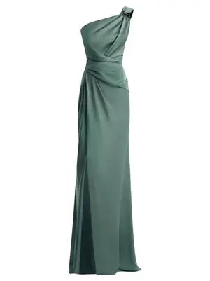 GEMY MAALOUF One-shoulder Satin Maxi Dress - Green