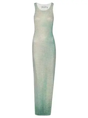 SELF-PORTRAIT Mesh Crystal-embellished Maxi Dress - Green