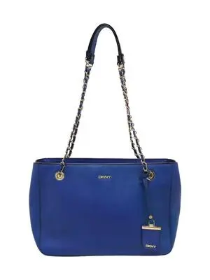 Dkny Chain Leather Shoulder Bag - Blue