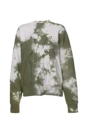 Off-White Tie-dye Print Crew-neck Sweatshirt - Green